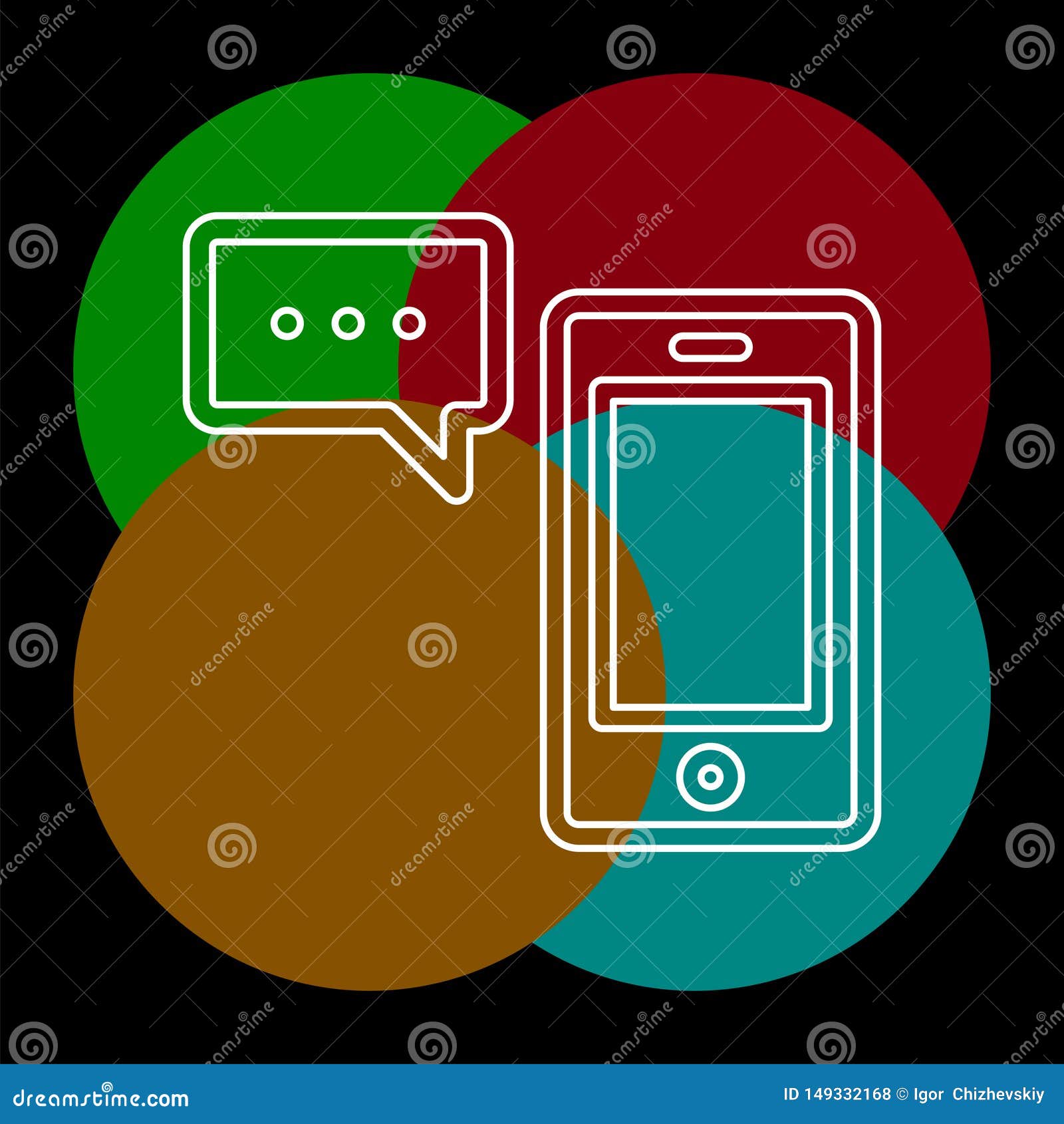 Vector Mobile Icon with Text Message Stock Vector - Illustration of ...