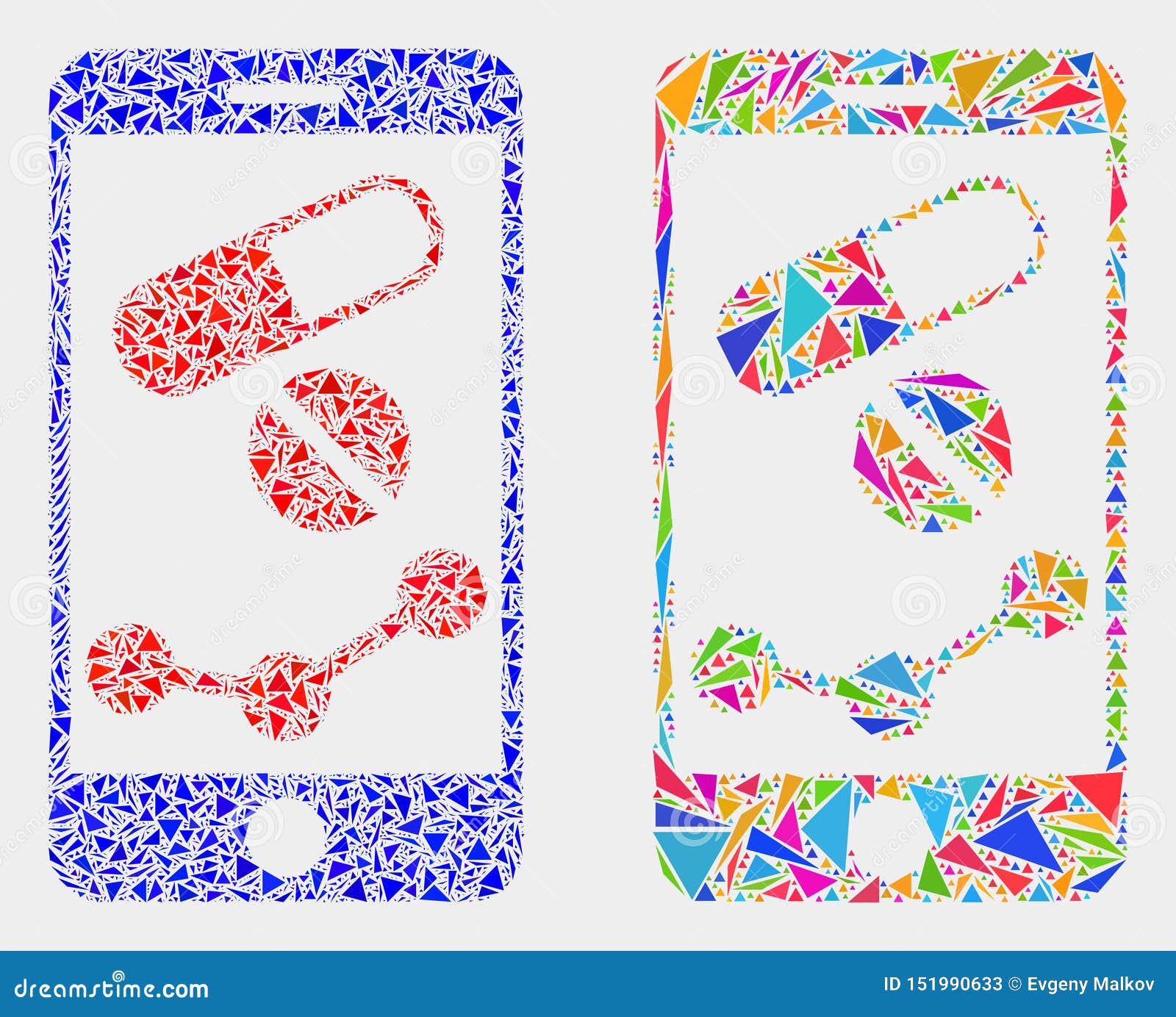 Vector Mobile Pharmacy Chart Mosaic Icon of Triangle Elements Stock ...