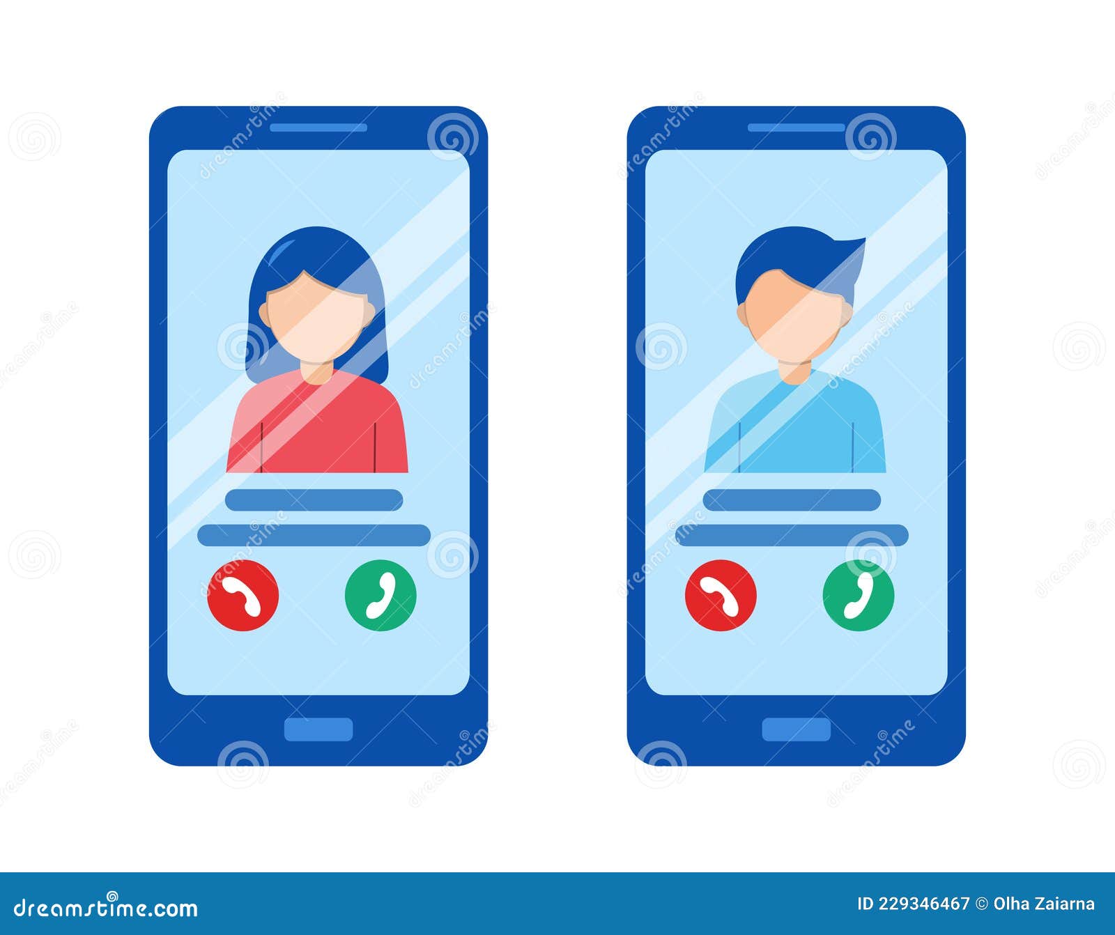 Vector Mobile Phone Calling. Cell Phone Call Button and Avatar on the ...