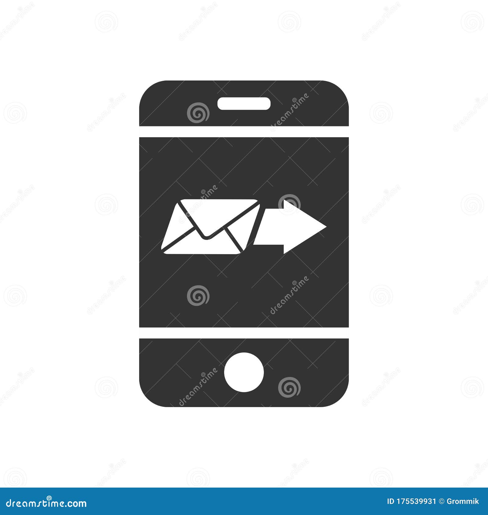 Vector Mobile Phone Icon with the Message Sending Icon. Simple Design ...