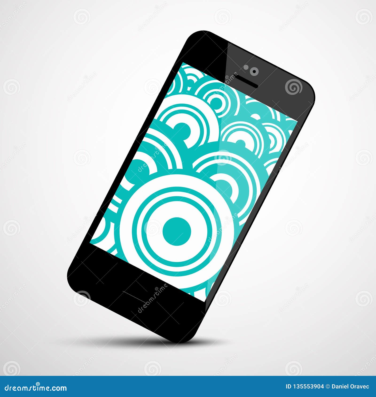 Vector Mobile Phone Icon with Retro Circles Stock Vector - Illustration ...