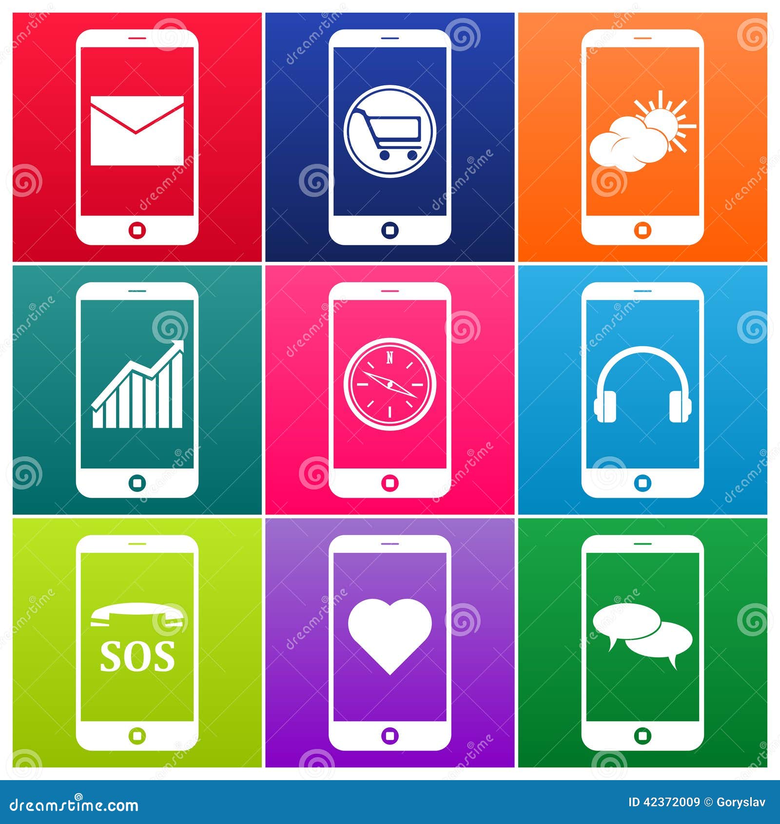 Vector mobile phone icons editorial stock image. Illustration of ...