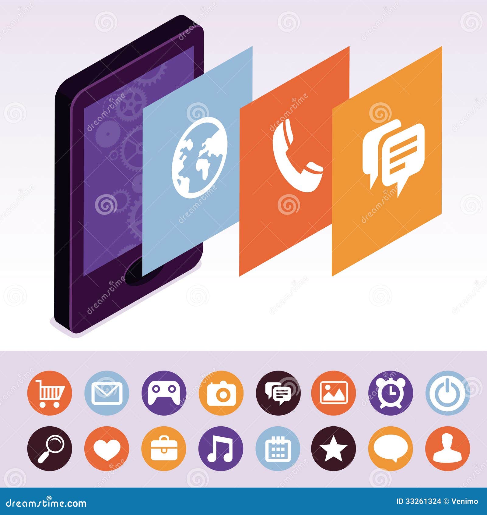 Vector Mobile Phone with Interface Screens Stock Vector - Illustration ...