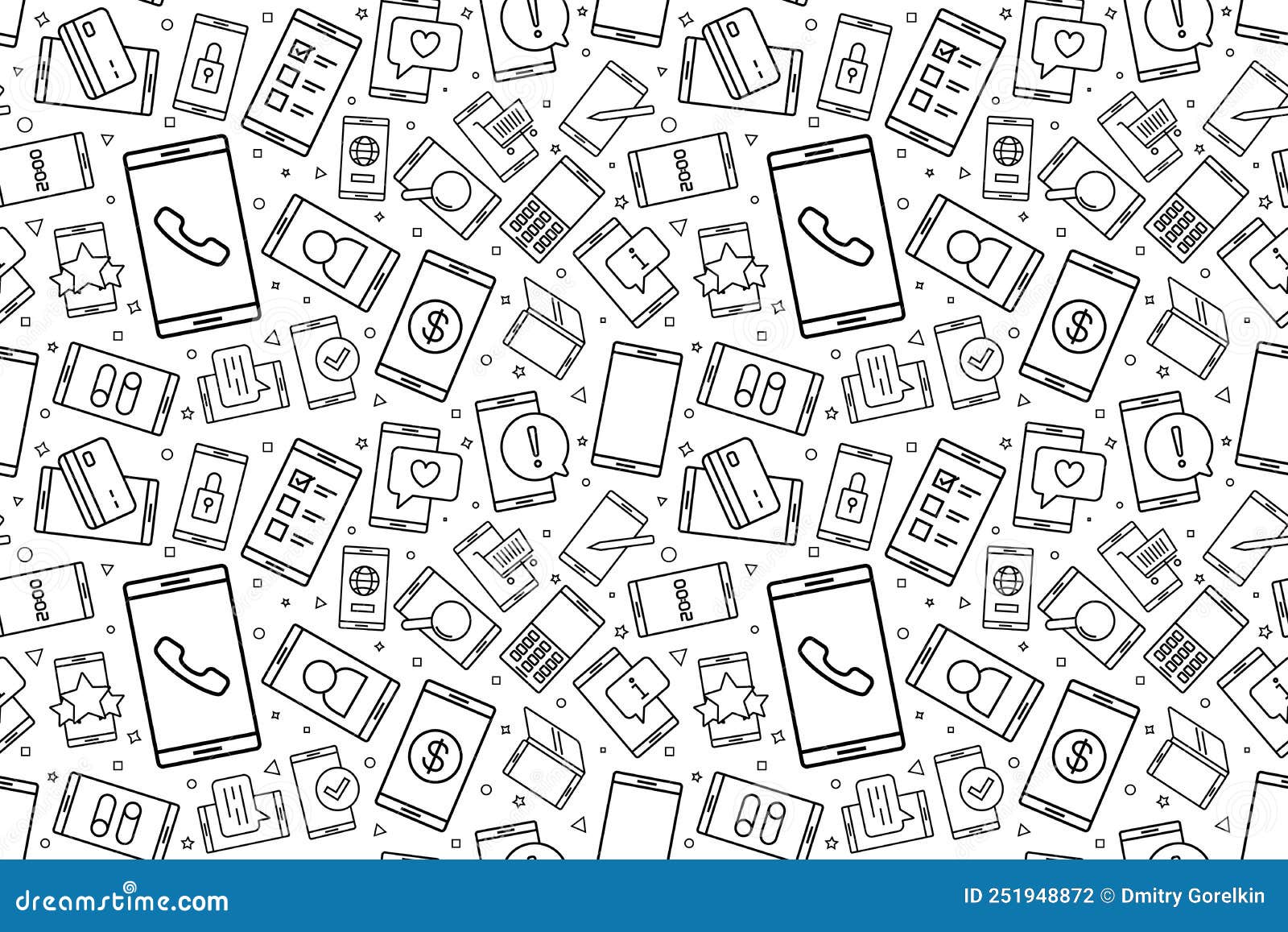 Vector Mobile Phone Pattern. Smartphone Seamless Background Stock ...