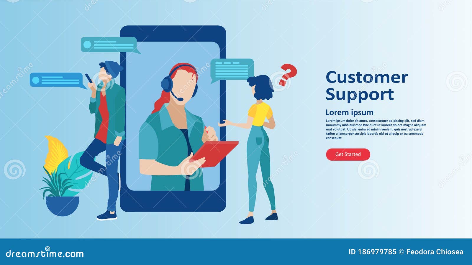 Vector of an Mobile Service Operator with Headset Answering Client ...