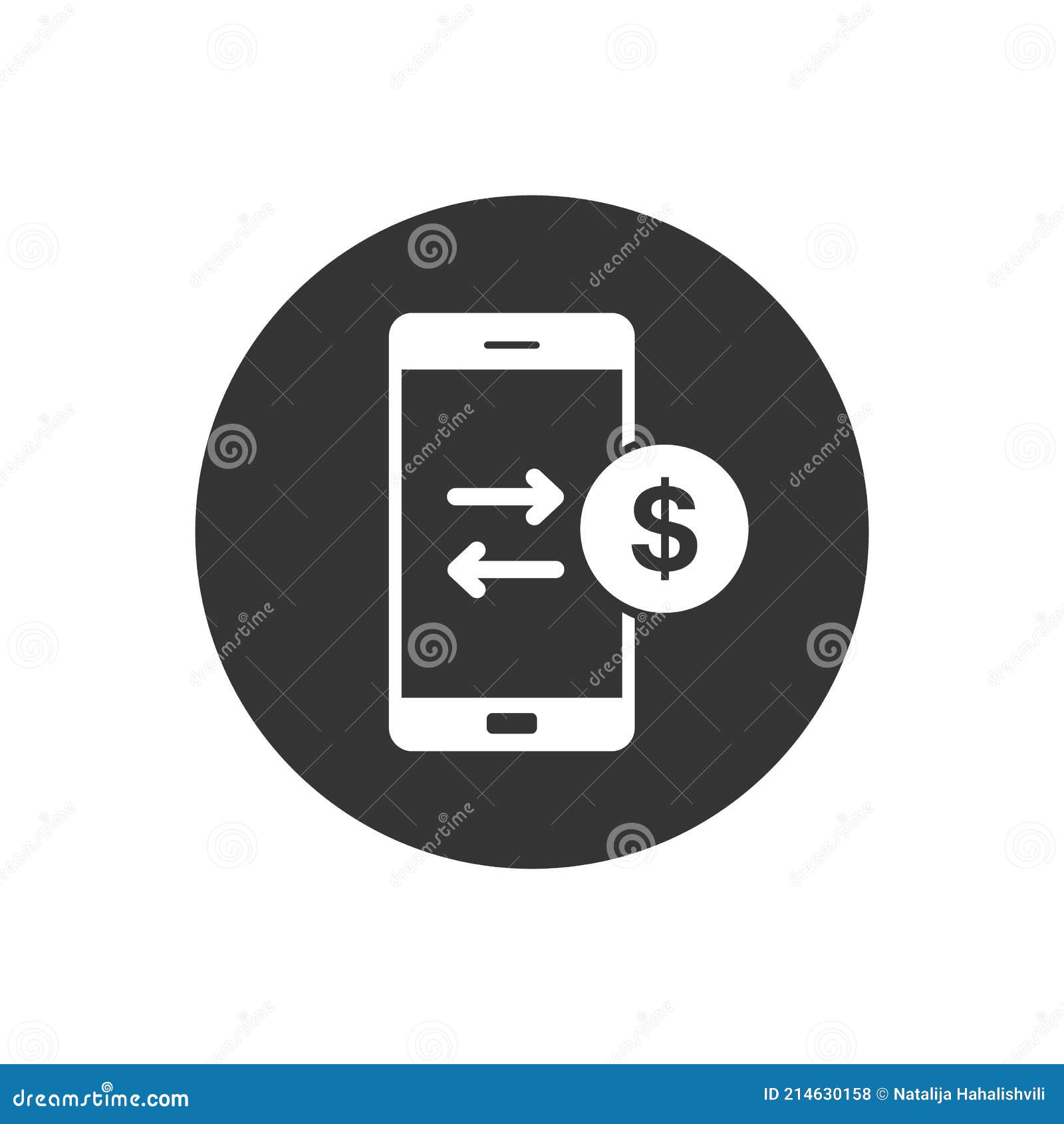 Vector Mobile Transfer Money Icon in Flat Stock Vector - Illustration ...