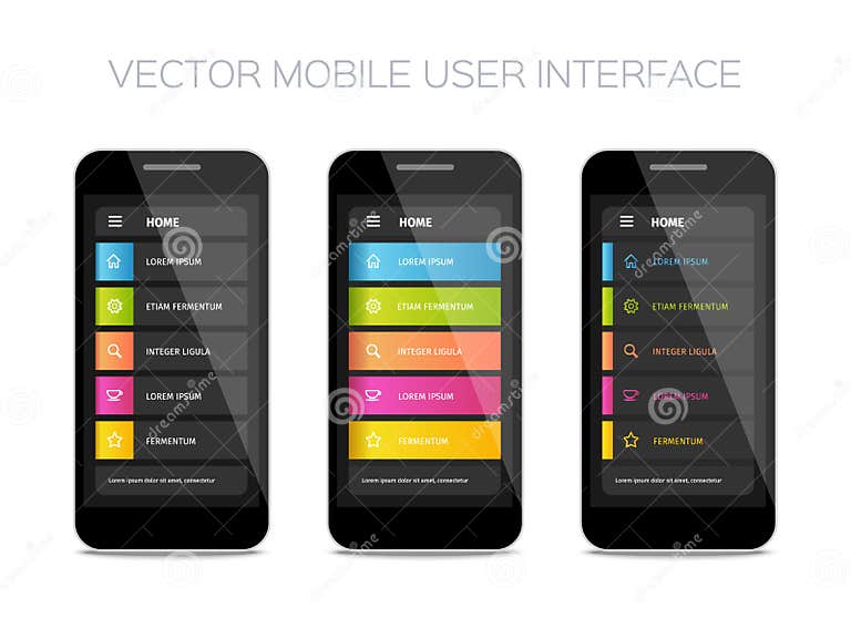 Vector Mobile User Interface Design Stock Vector - Illustration of ...