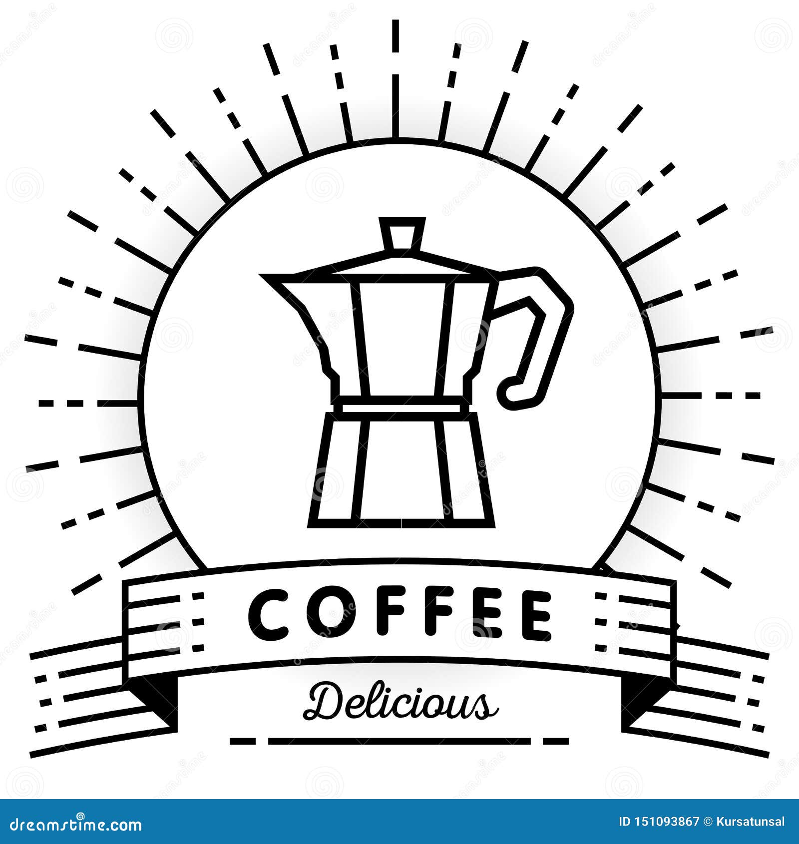 Vector Mocha Pot Icon with Linear Style Stock Vector - Illustration of ...