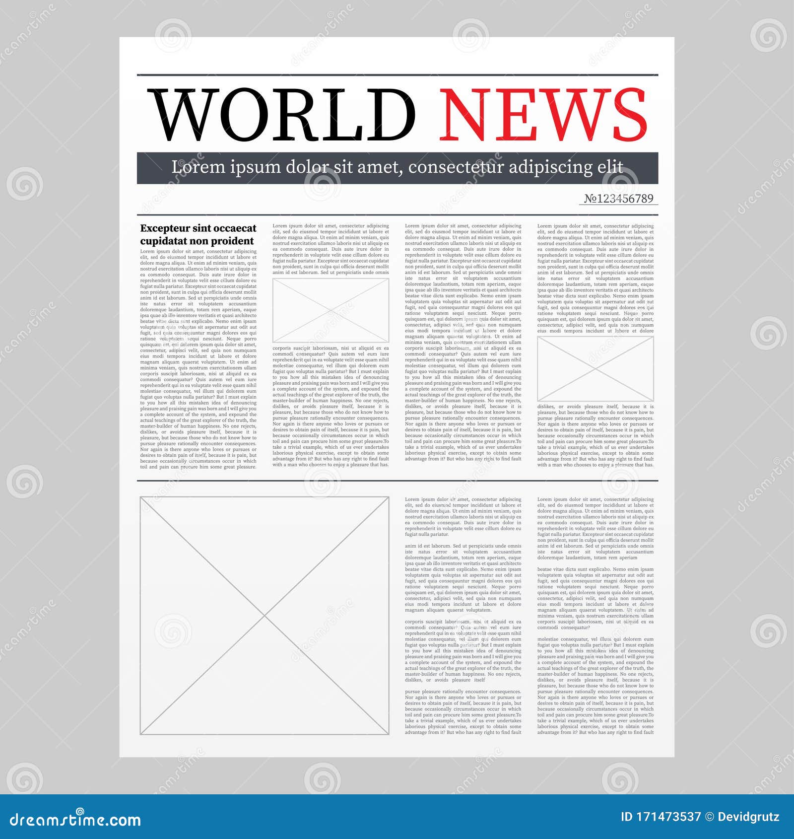 Vector Mock Up of a Blank daily Newspaper. Fully Editable Whole ...