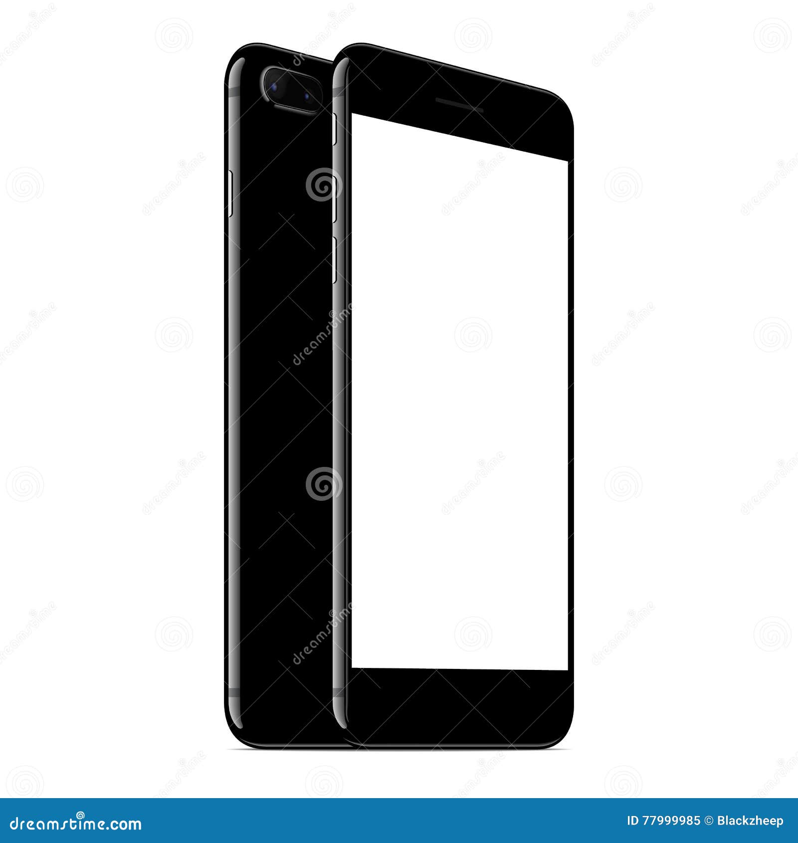 Vector Mock Up Phone Front and Back Perspective View on White ...