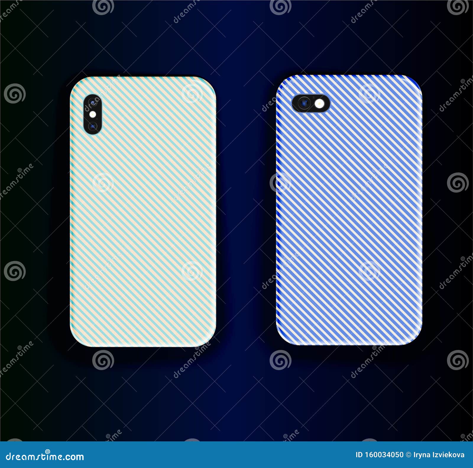 Two Blue Smartphone Cases. Stylish Trendy Blue Pattern Print Design ...