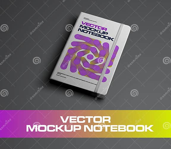 Vector Mockup of Notebook with Elastic Band, with Abstract Design on ...