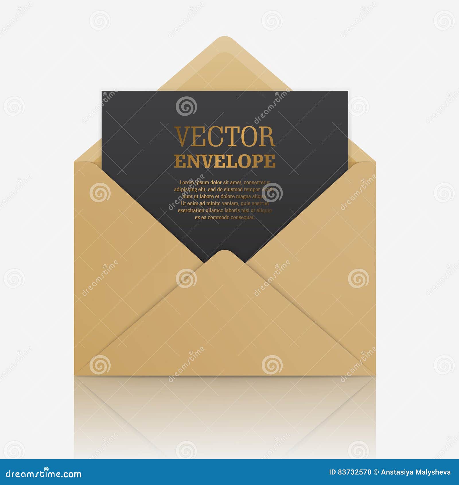 Vector Mockup Open Brown Envelope. Stock Vector - Illustration of note ...