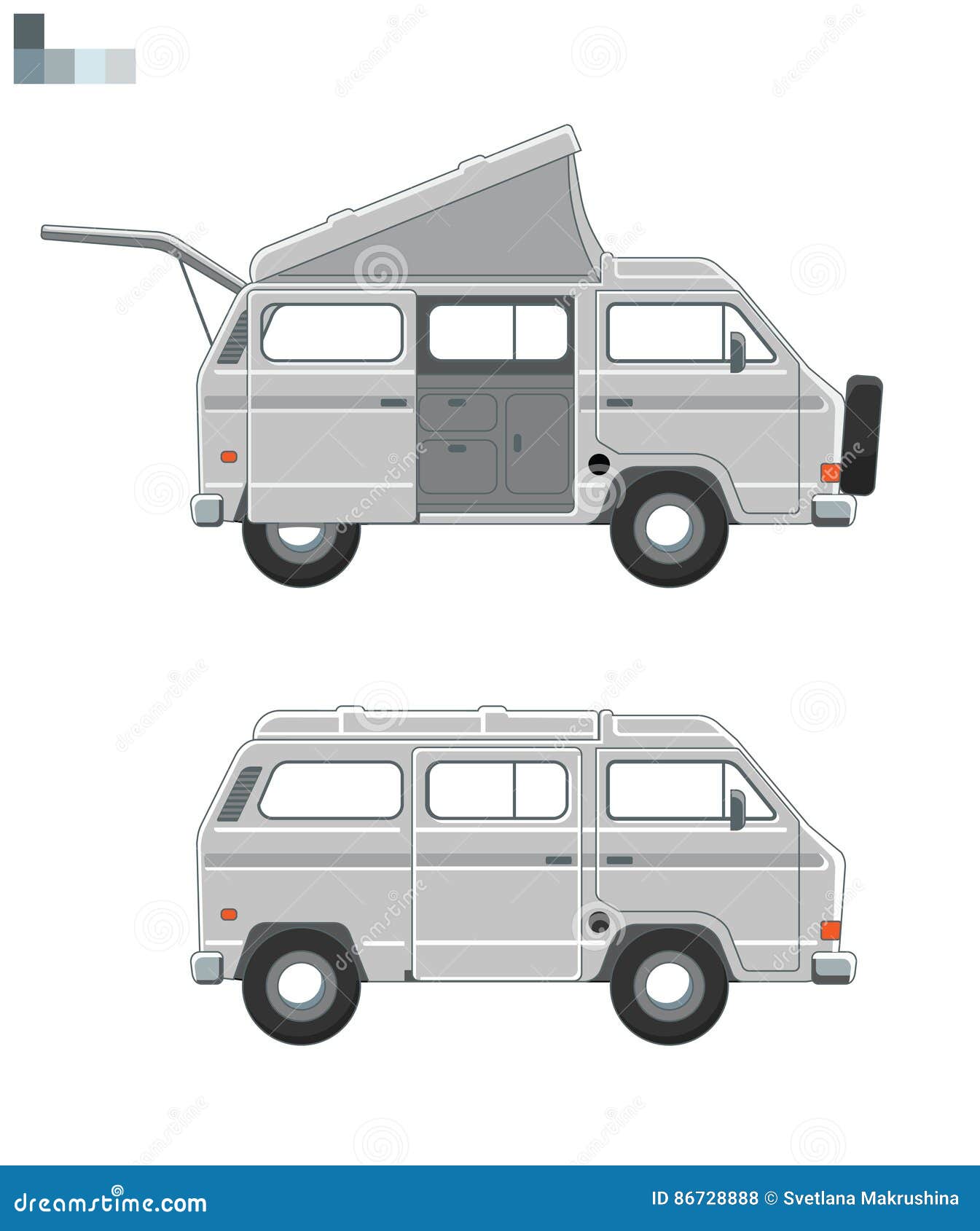 Vector Model Micro Bus. Camping Bus. Stock Vector - Illustration of ...