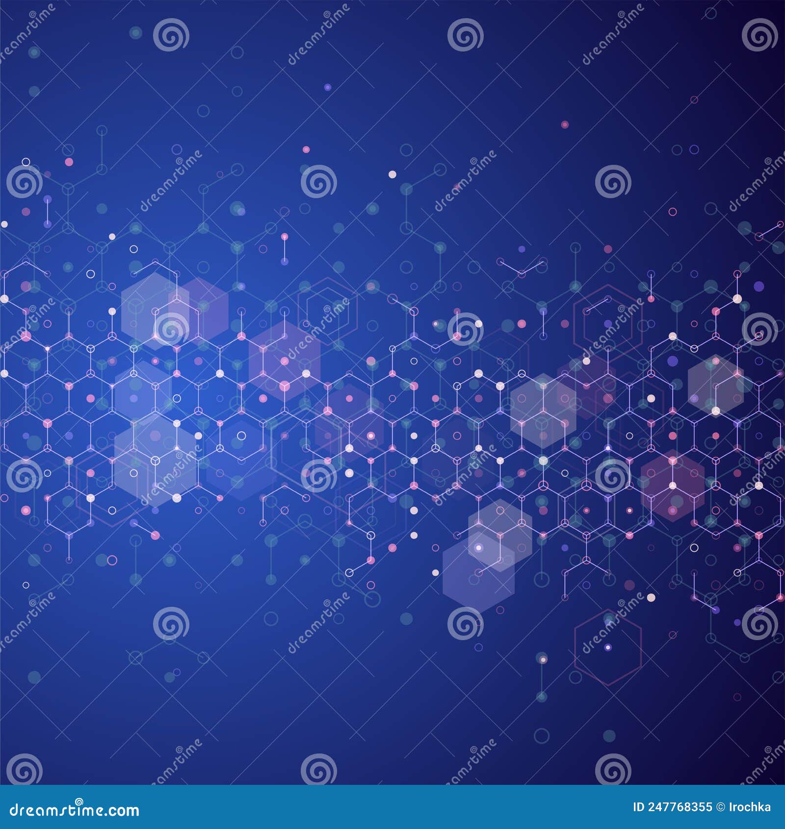 Vector Modern Absrtact Geometric Pattern Hexagon. Blue Lines and Dots ...