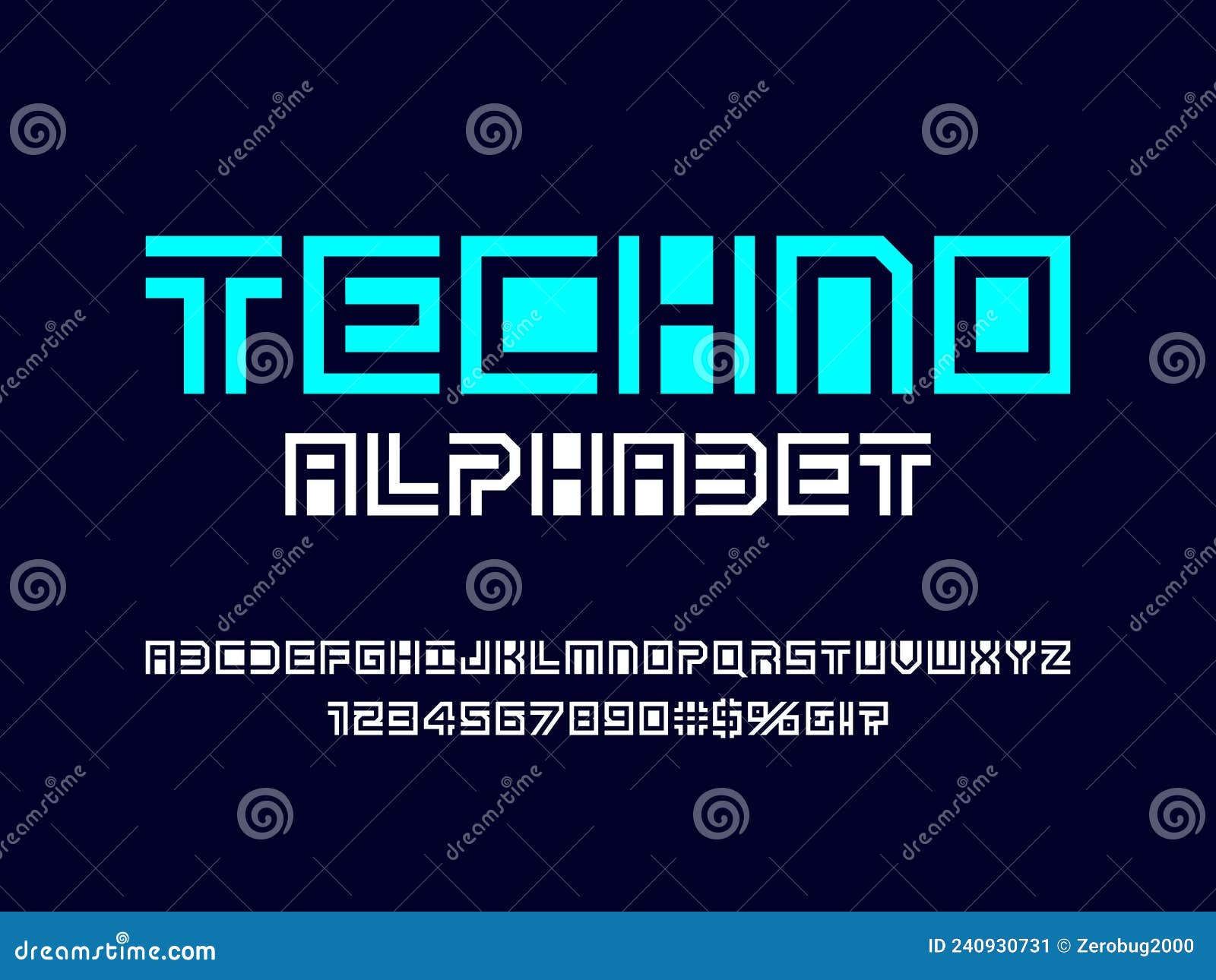 Techno font stock vector. Illustration of typography - 240930731