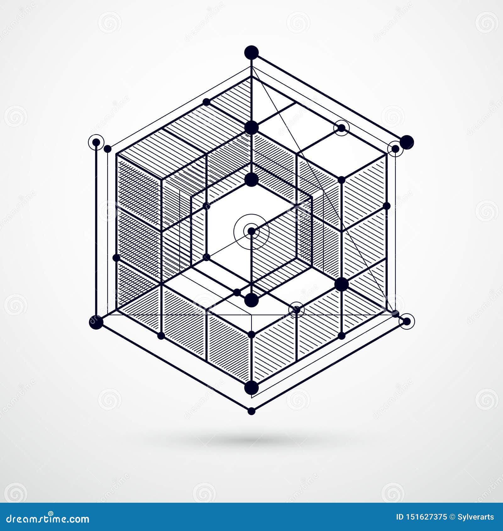 Vector of Modern Abstract Cubic Lattice Lines Black and White ...