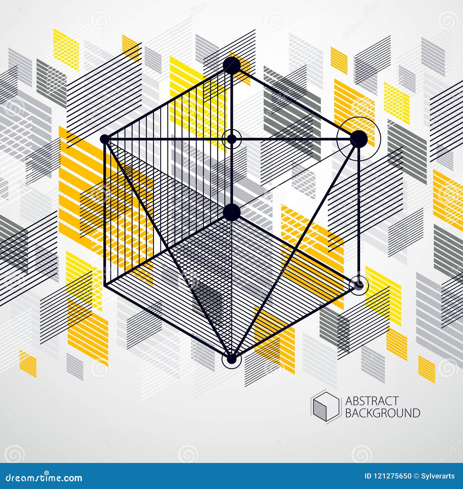 Vector of Modern Abstract Cubic Lattice Lines Yellow Background. Stock ...