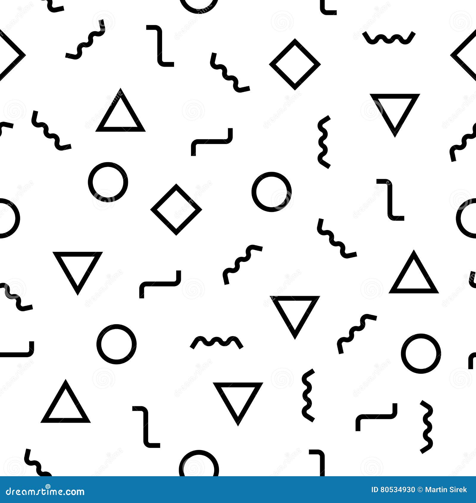 Vector Modern Abstract Geometry Memphis Pattern. Black and White ...