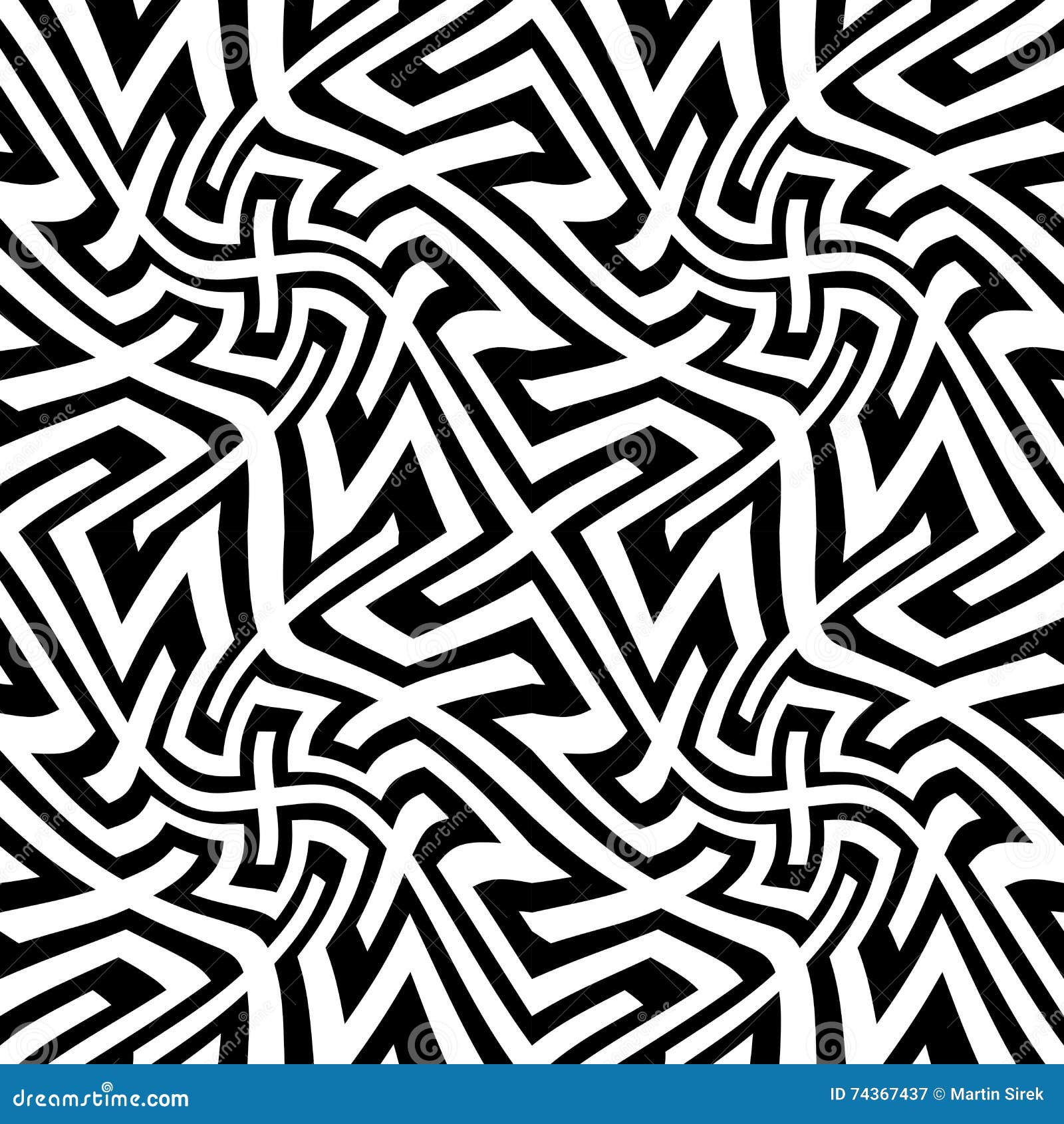 Vector Modern Abstract Geometry Trippy Pattern. Black and White ...
