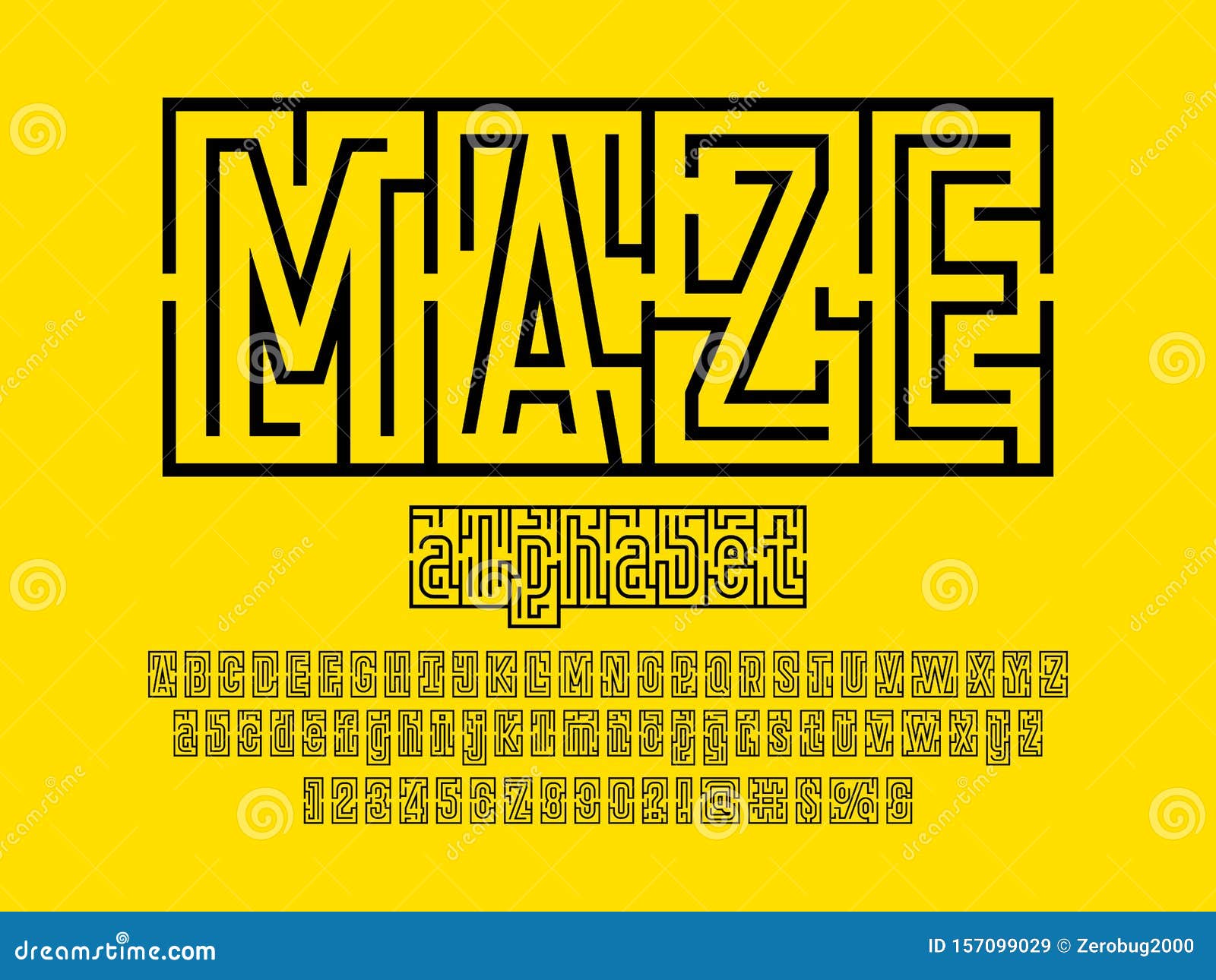 Maze font stock vector. Illustration of outline, square - 157099029