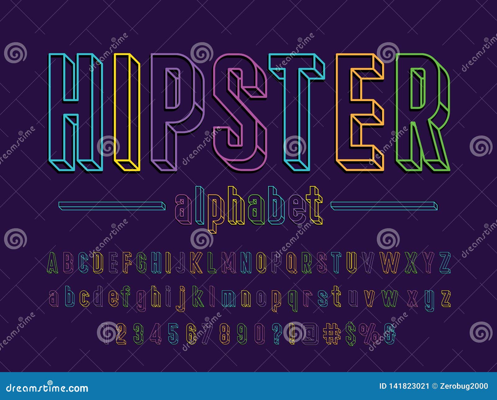 Hipster font stock vector. Illustration of children - 141823021