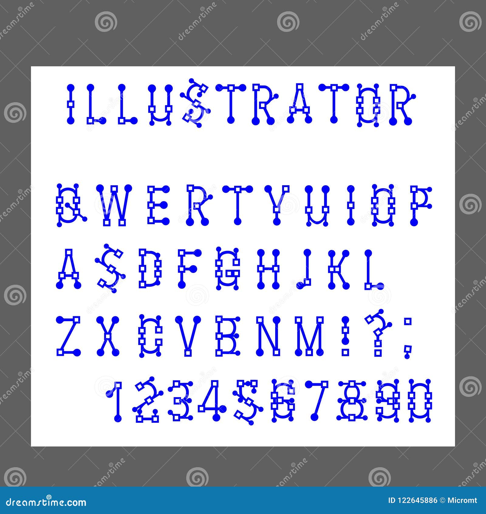Vector Of Modern Alphabet Letters And Numbers Lines Stylized Simulates