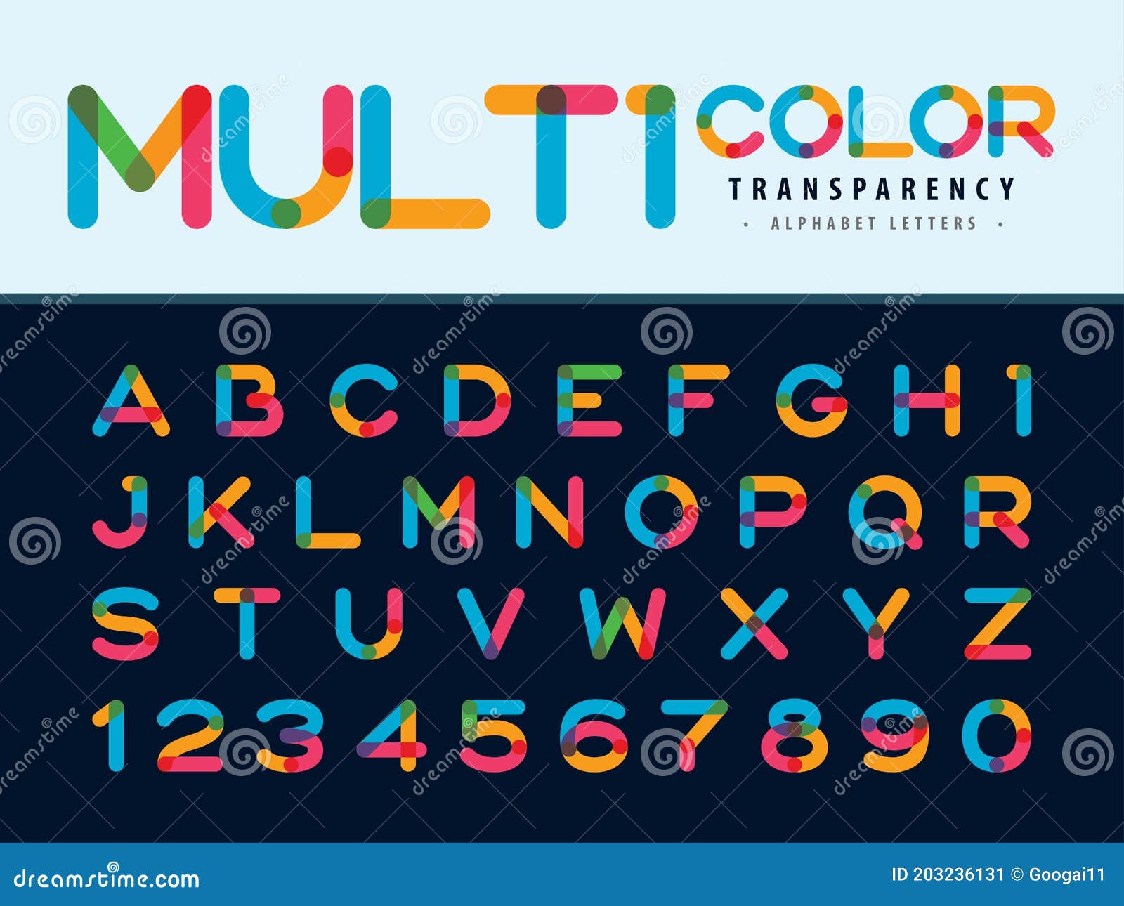 Alphabet Letters And Numbers Multicolor Transparency Font Overlay