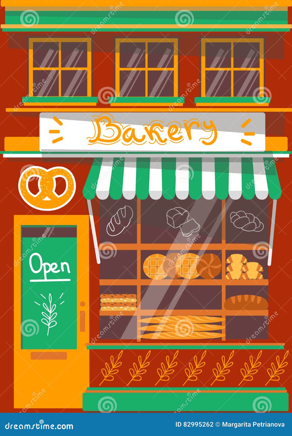 Vector Modern Bakery Shop Detailed Facade Stock Vector - Illustration ...