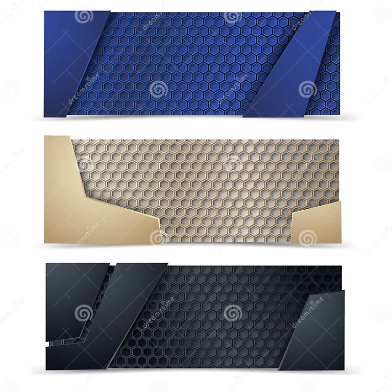 Vector Modern Banners Set with Carbon Texture Stock Vector ...