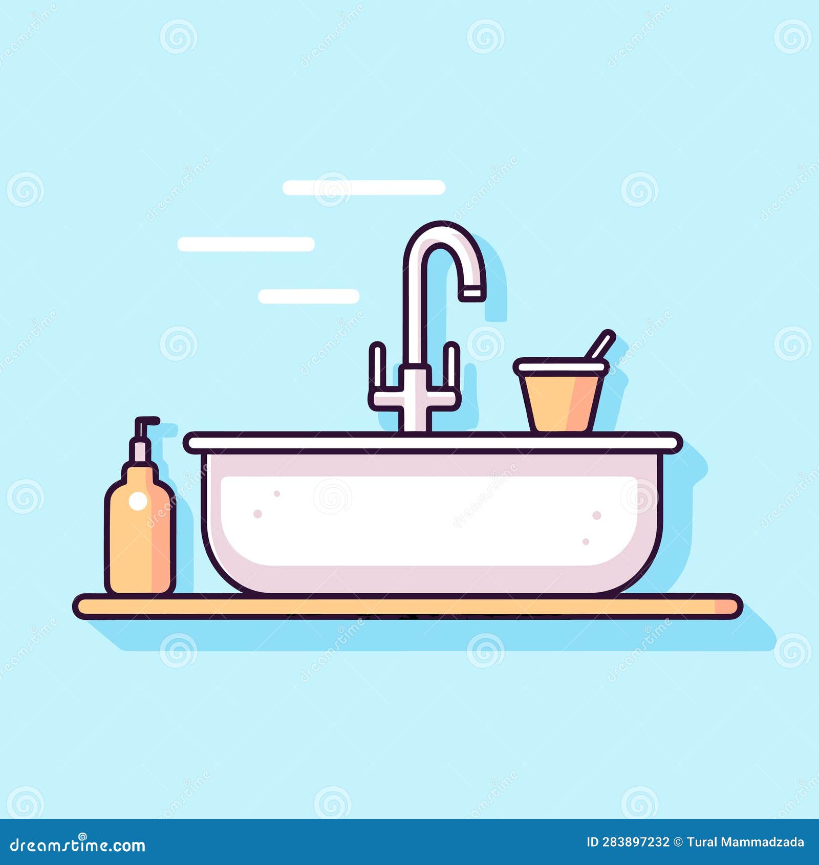 Vector of a Modern Bathroom Sink with a Soap Dispenser Stock Vector ...