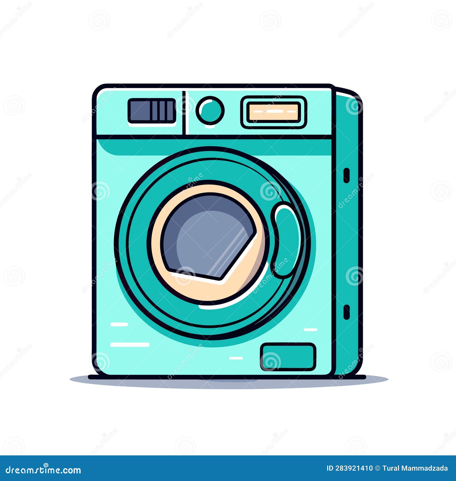 Vector of a Modern Blue Washing Machine with a Sleek Design and a ...