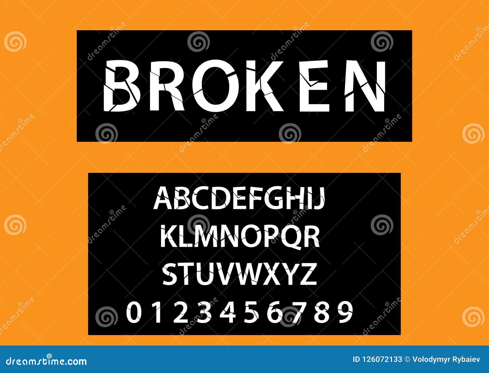 Vector of Modern Broken Font and Alphabet. Stock Vector - Illustration ...