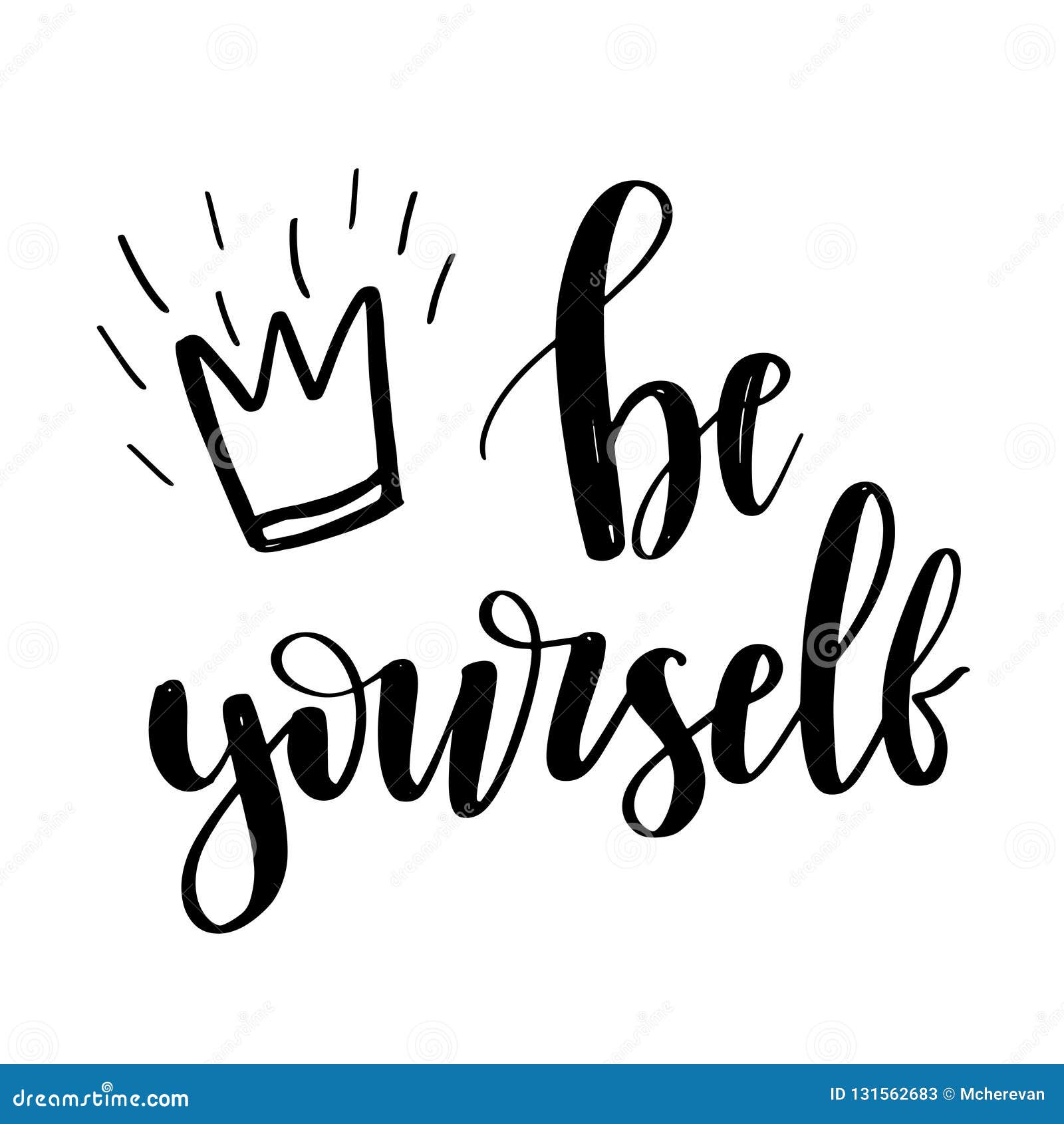 Vector Modern Brush Calligraphy Motivation Quote Be Yourself Hand