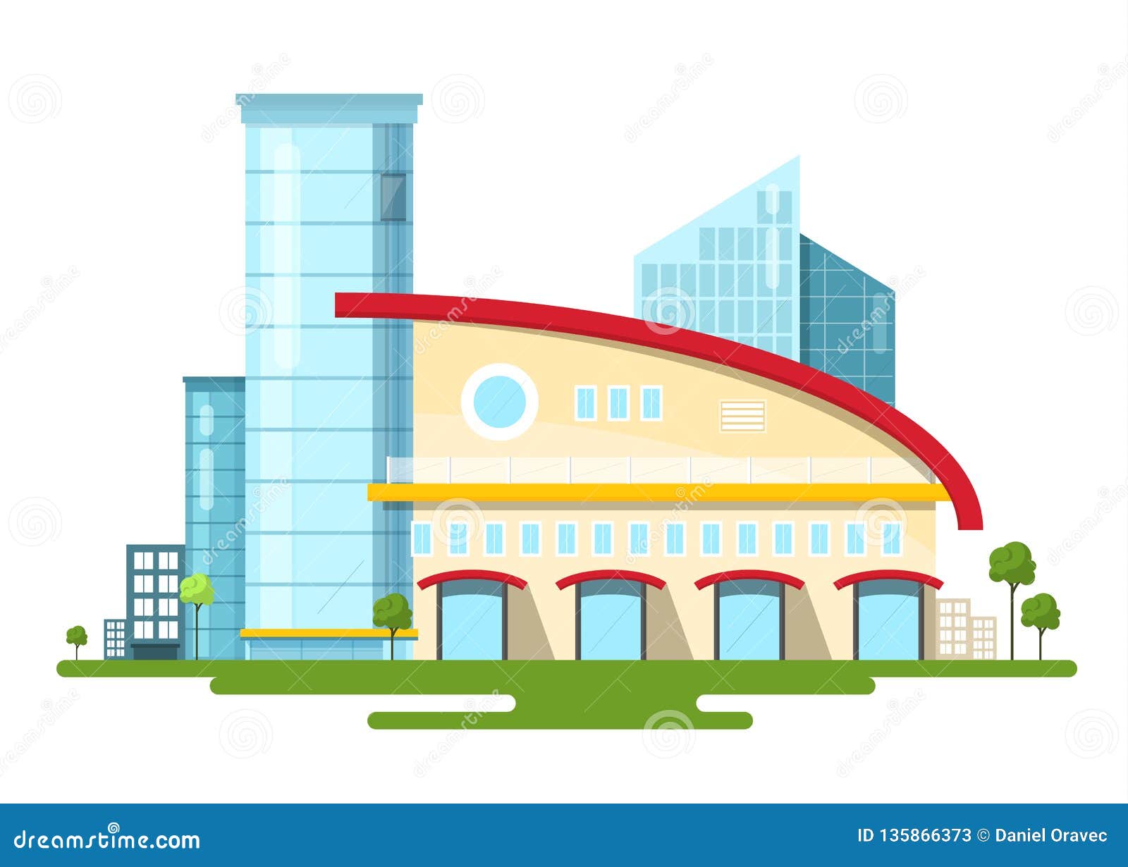 Vector Modern Building Isolated Stock Vector - Illustration of real ...