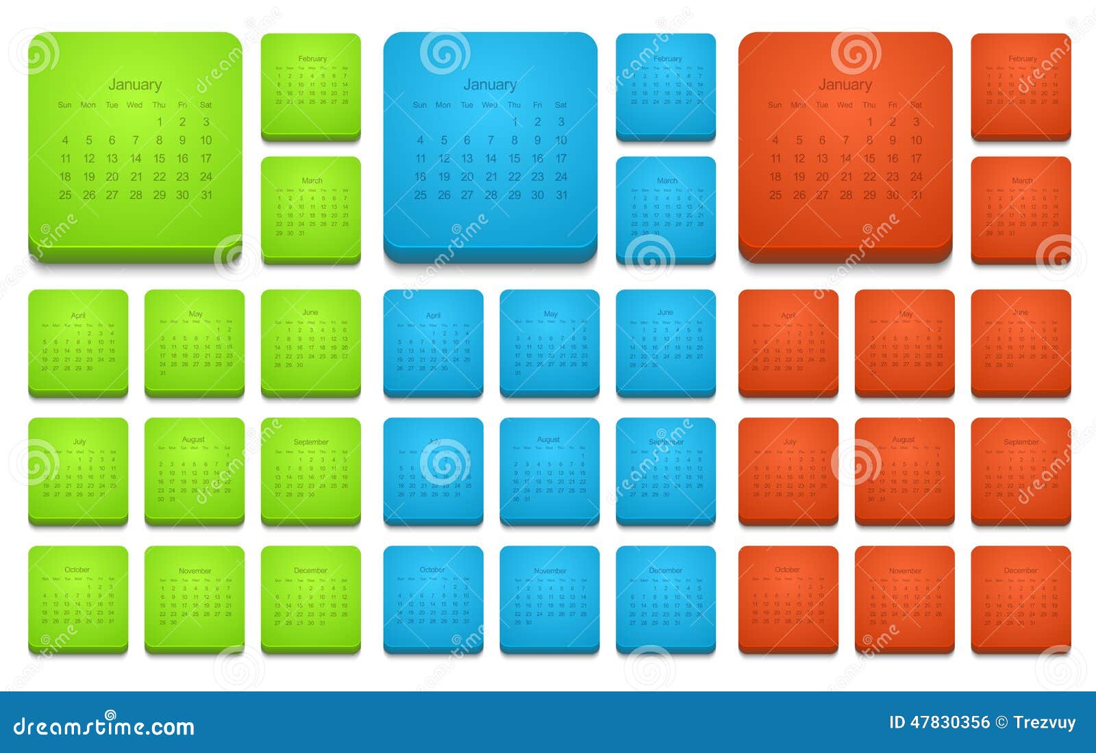 Vector Modern 2015 Calendar Icons Set Stock Vector - Illustration of ...