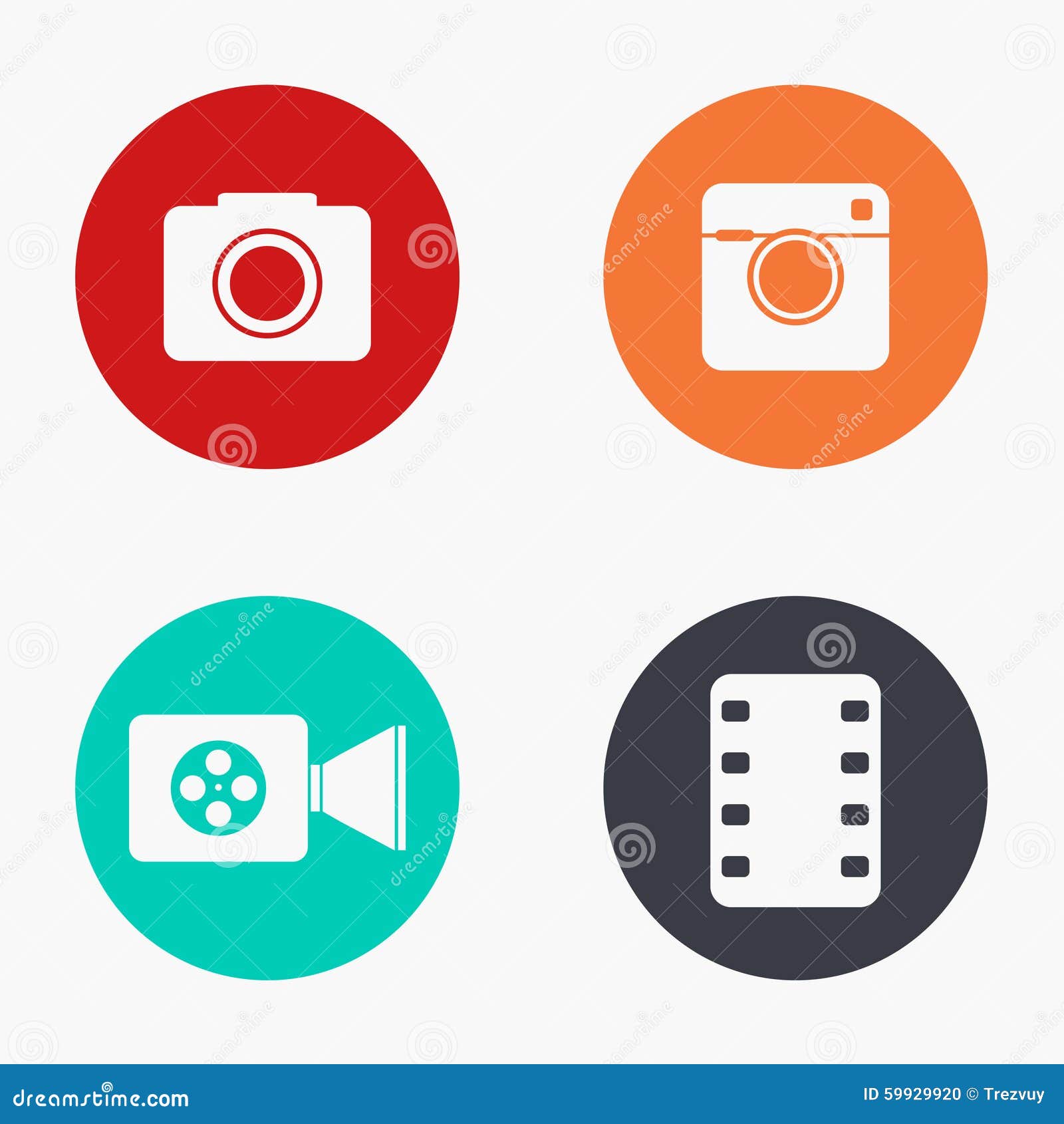 Vector Modern Camera Colorful Icons Set Stock Vector - Illustration of ...