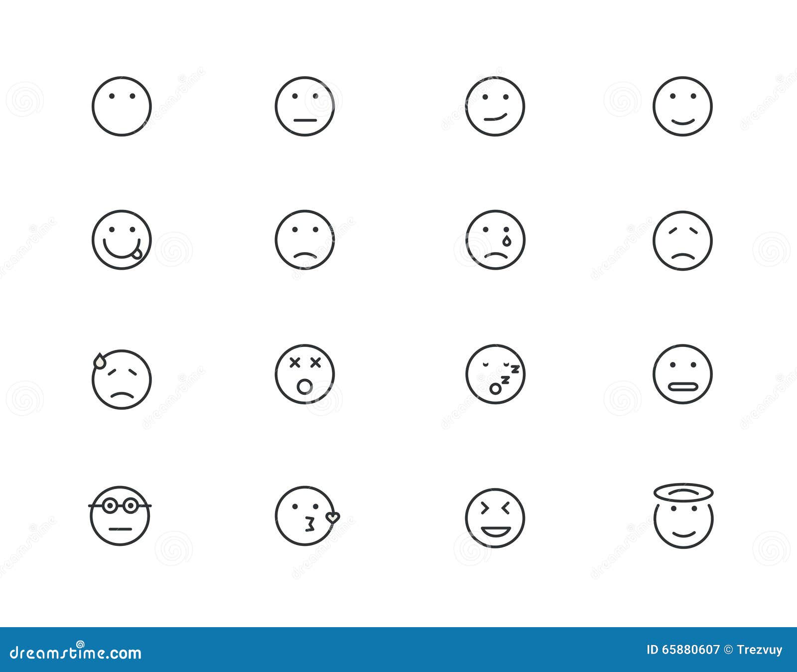 Vector Modern Circle Face Set on White Stock Vector - Illustration of ...