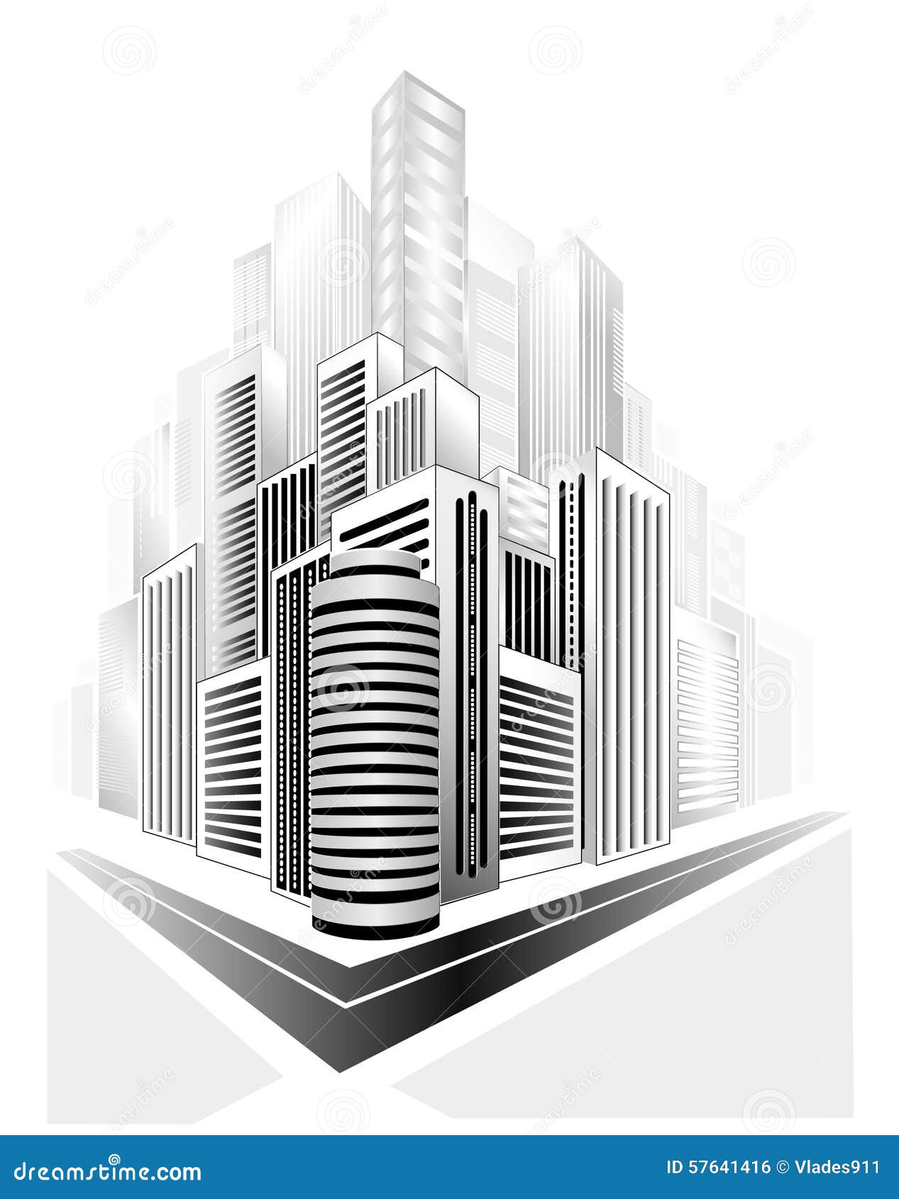 Vector modern city stock vector. Illustration of drawing - 57641416