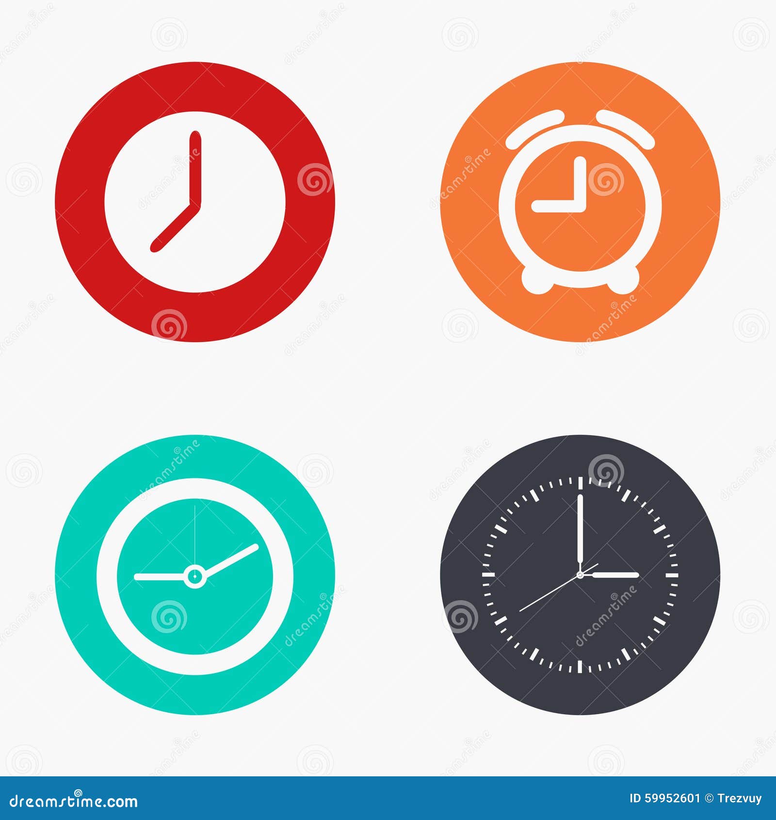 Vector Modern Clock Colorful Icons Set Stock Vector - Illustration of ...