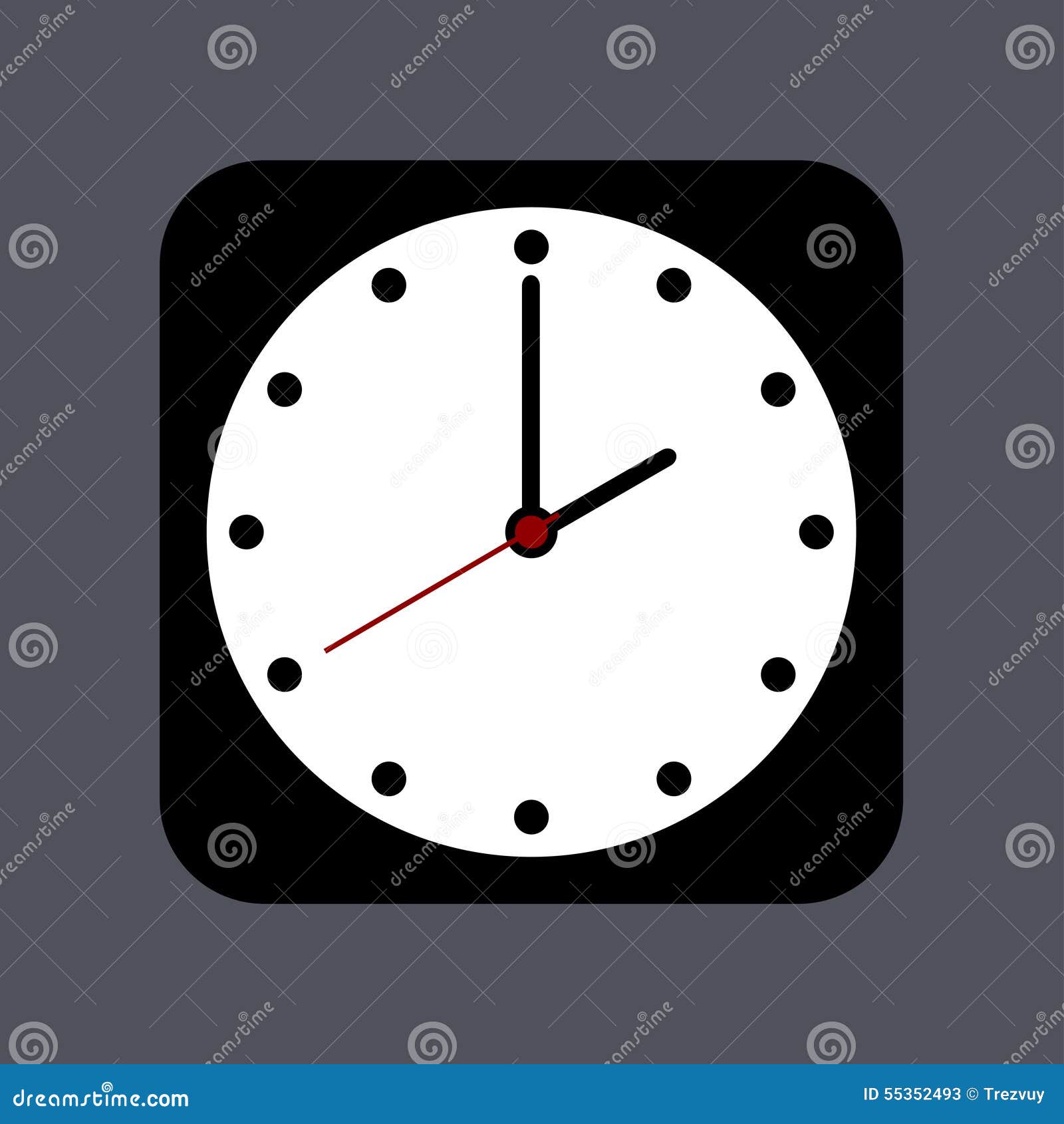 Vector Modern Clock Icon on Gray Stock Vector - Illustration of button ...
