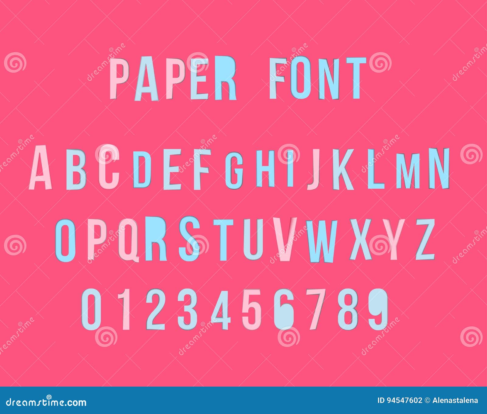 Vector Modern Colorful Paper Font with Numbers Stock Vector ...