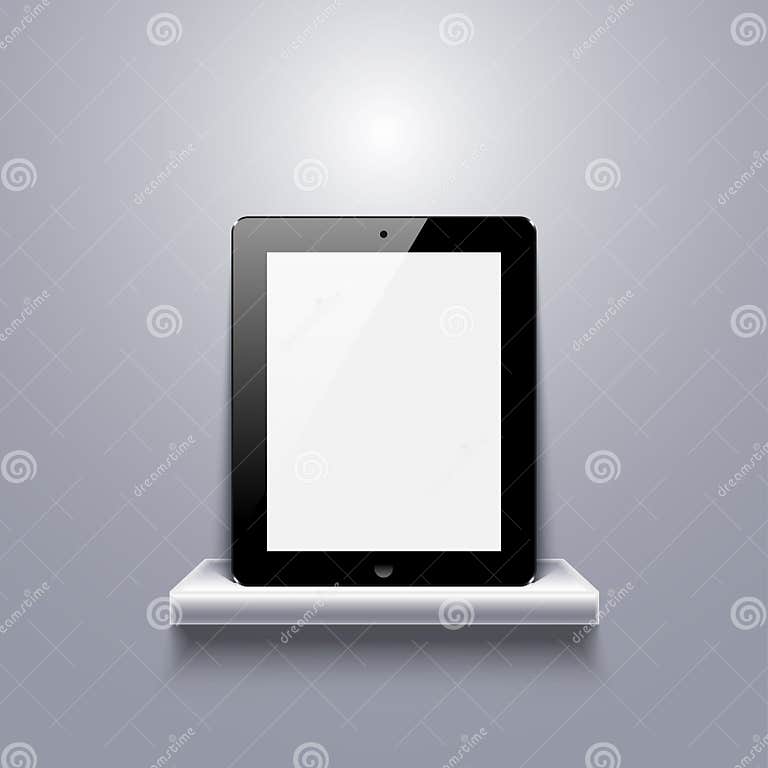 Vector Modern Computer Tablet on Shelf. Stock Vector - Illustration of ...