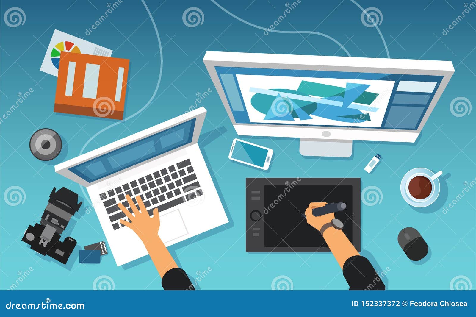Vector of Modern Creative Office Work Space of a Graphic Designer ...