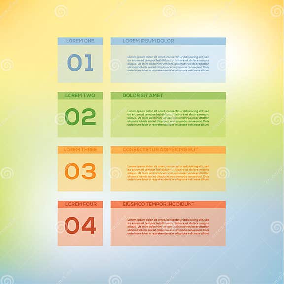 Vector Modern Design Template. Four Steps in Different Colors Stock ...