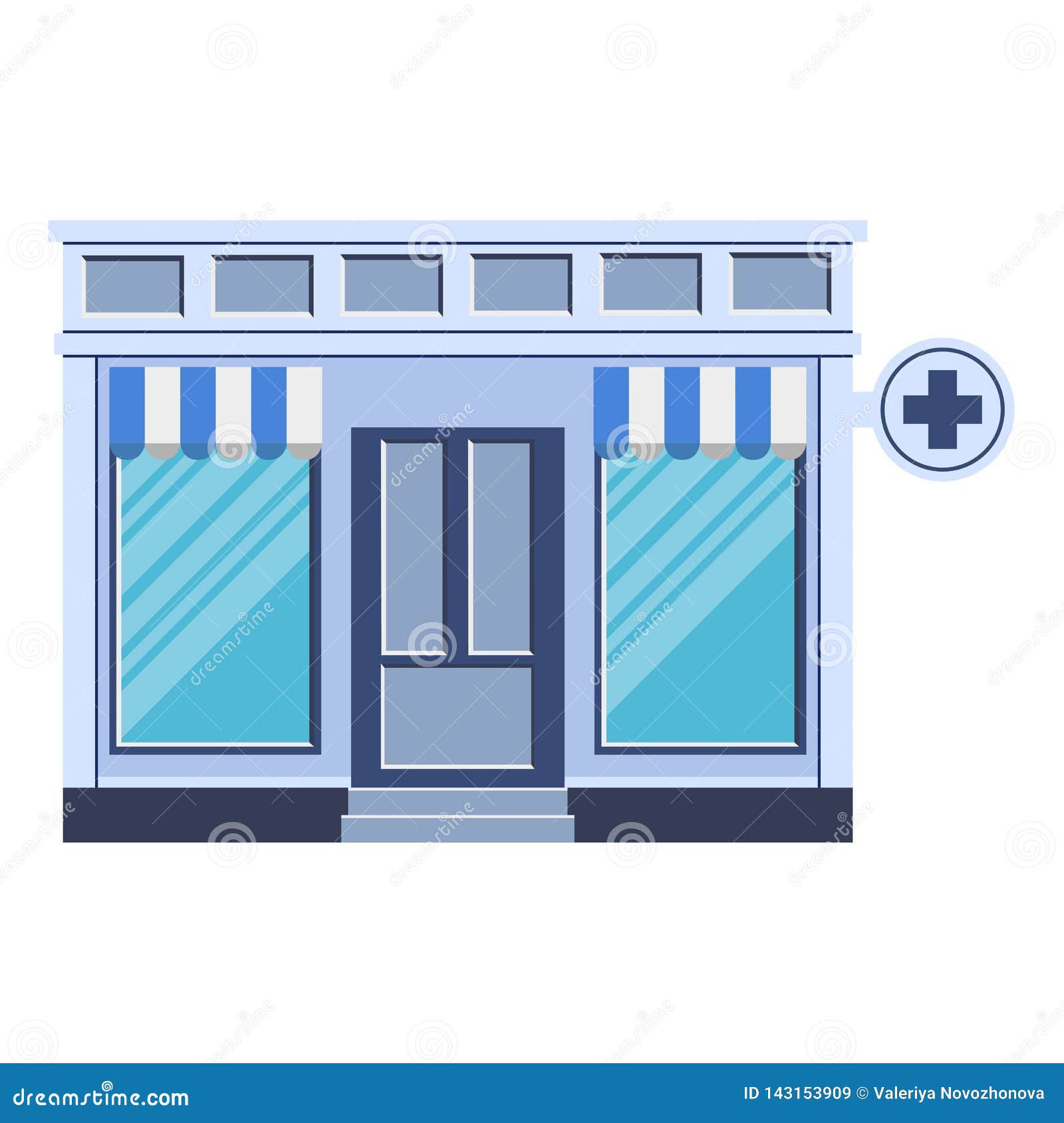 Vector Modern Drugstore Detailed Facade in Flat Style. Vector ...