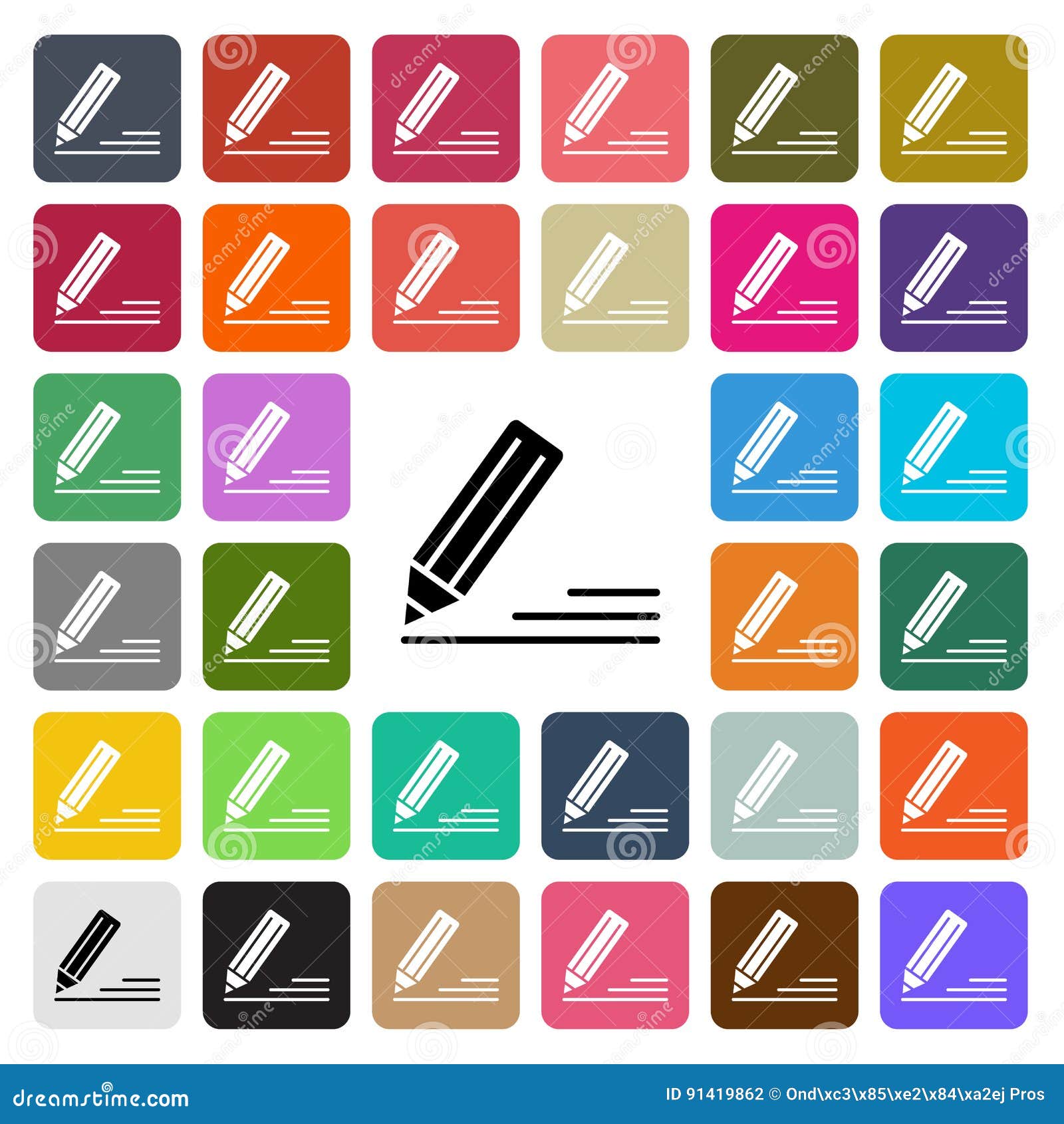 Vector Modern Edit Flat Design Icon Set in Button Stock Vector ...