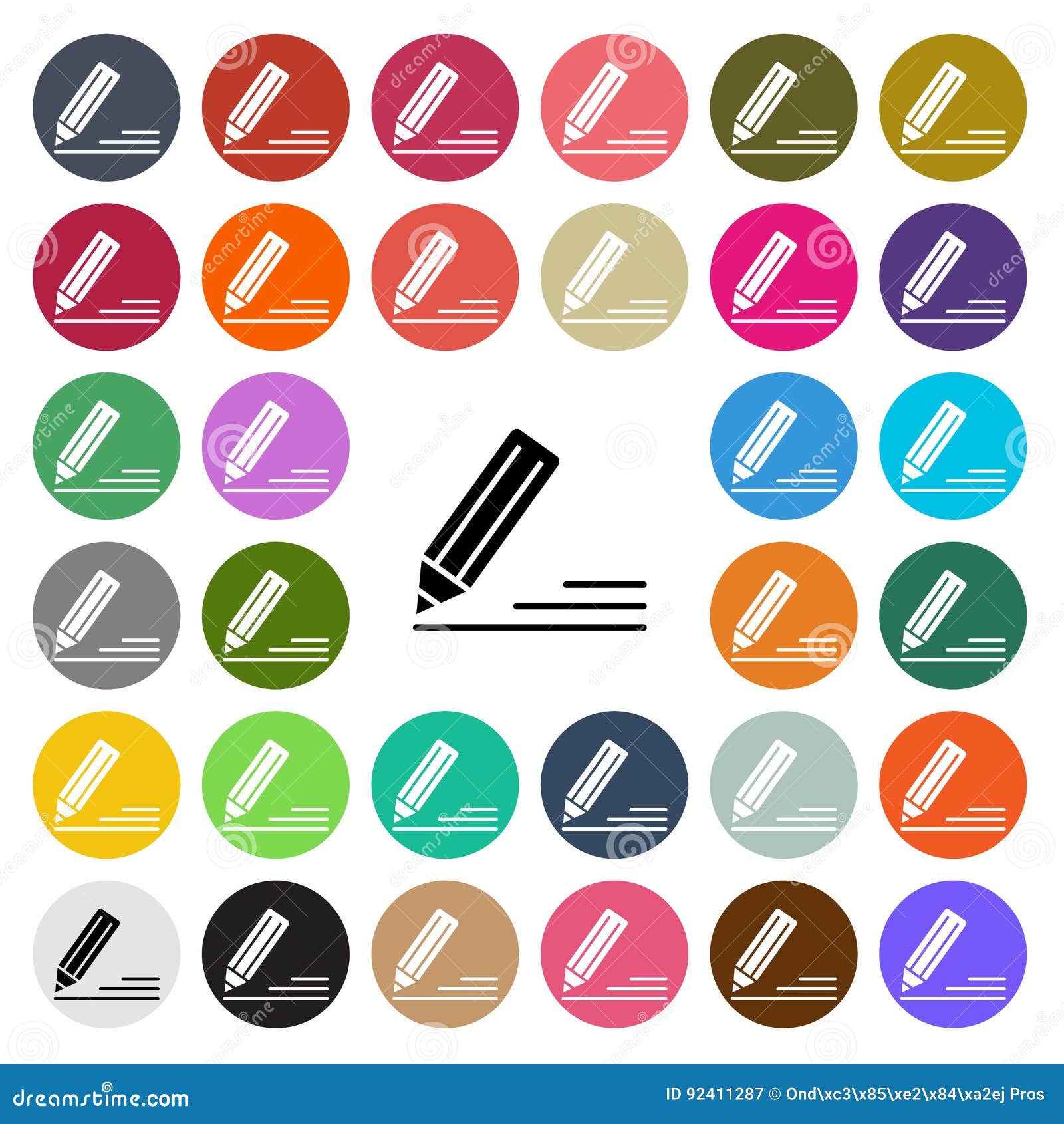 Vector Modern Edit Flat Design Icon Set in Button Stock Vector ...