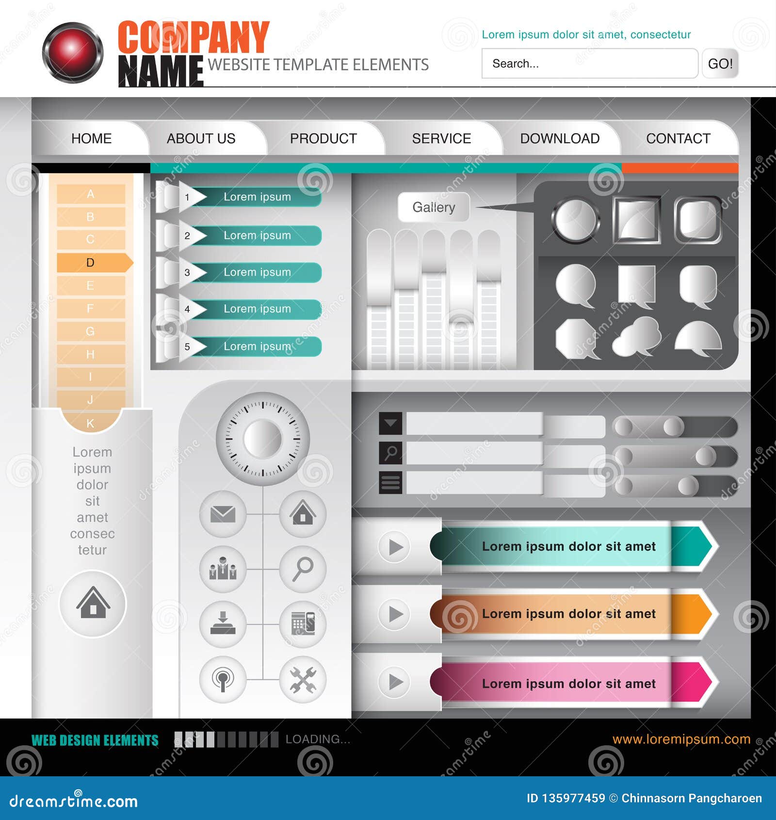 Website element template stock vector. Illustration of banner - 135977459