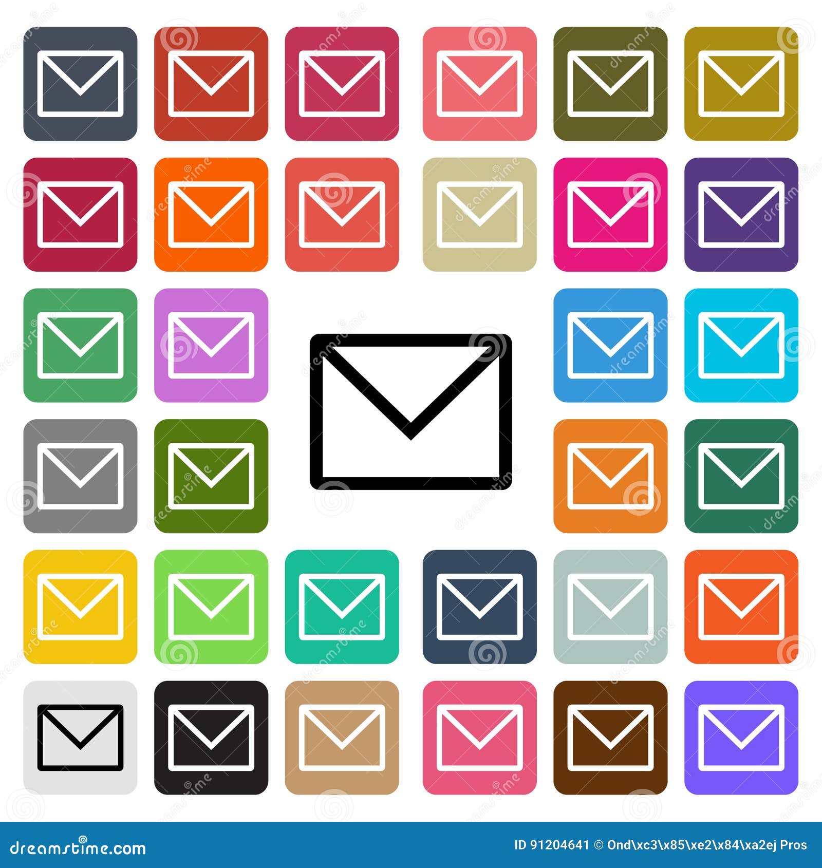 Vector Modern Email Flat Design Icon Set in Button Stock Vector ...